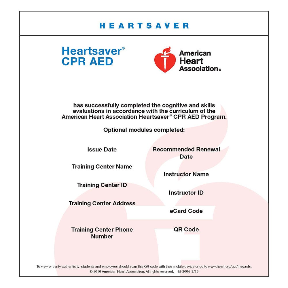 Instructors Order HeartSaver CPR & First Aid Cards | Heart Smart Team, Inc.
